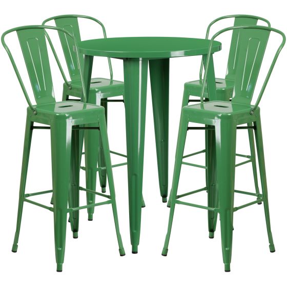 30" Round Metal Restaurant Table with Steel Chairs